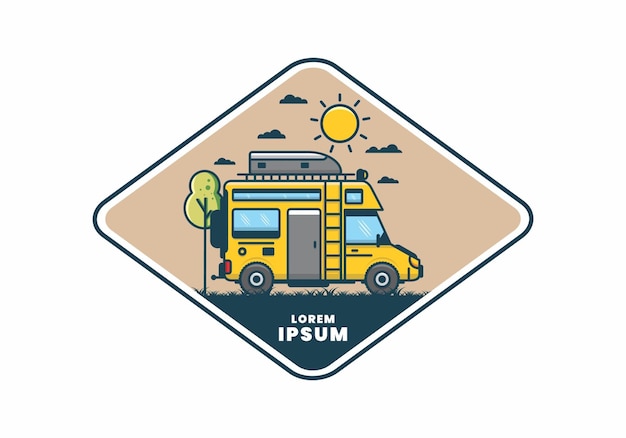 Vibrant Adventure Awaits in Iconic Camper Van Emblem | Jiffy Designs