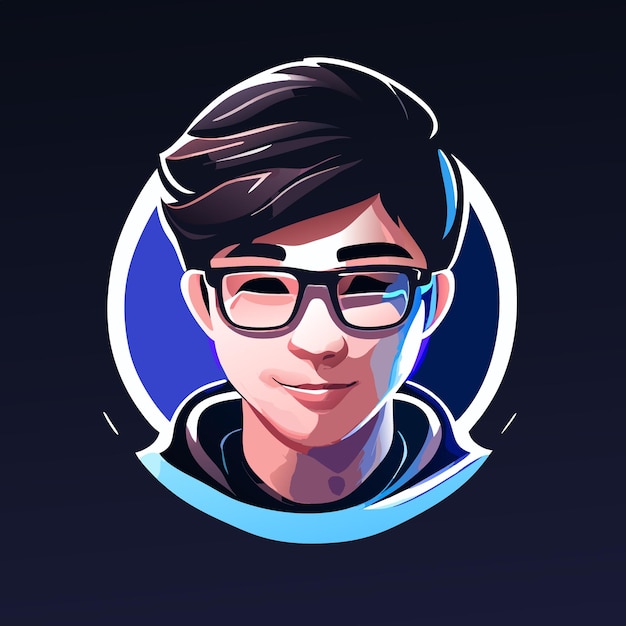 Stylish Gamer Portrait with Glasses and Circular Design | Jiffy Designs