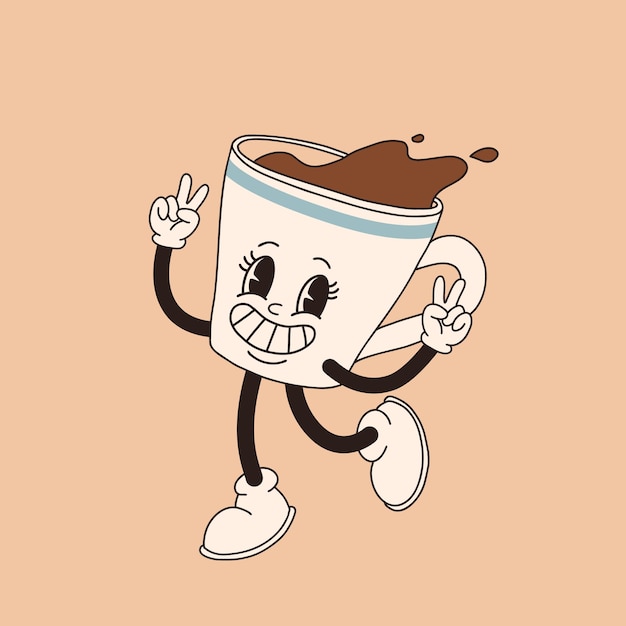 Playful Coffee Mug Character Strikes a Cheerful Pose | Jiffy Designs