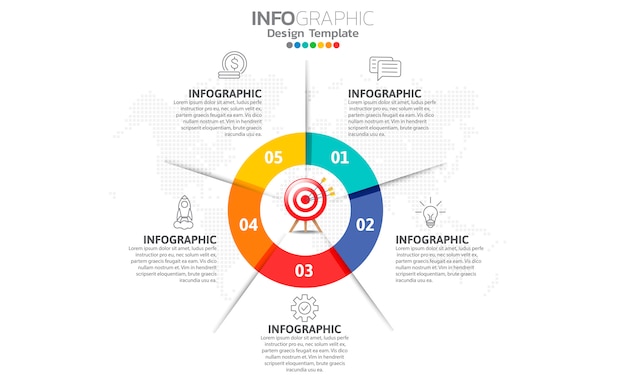 Colorful Infographic Wheel with Numbered Sections and Icons | Jiffy Designs