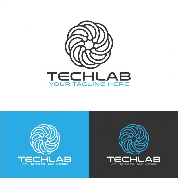 Techlab Spiral Logo with Tagline on Colored Backgrounds | Jiffy Designs