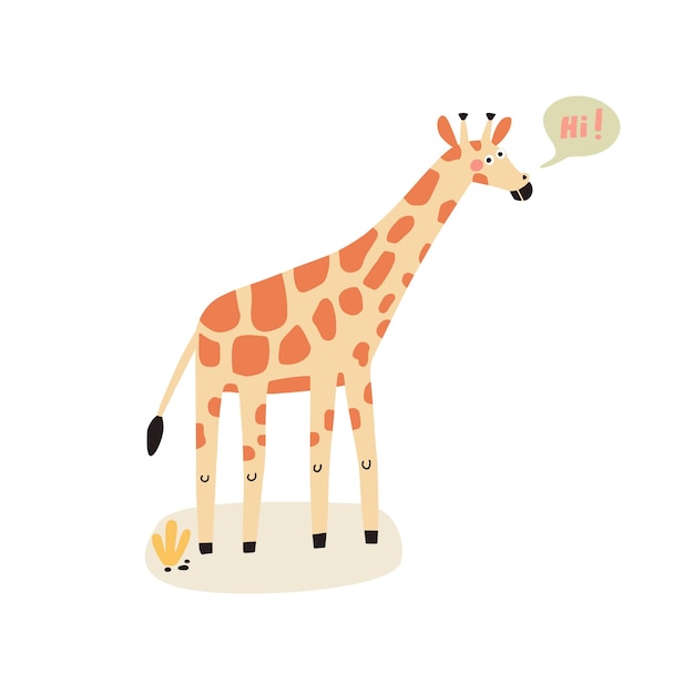 Friendly Giraffe Waving and Saying Hello in Vibrant Colors | Jiffy Designs