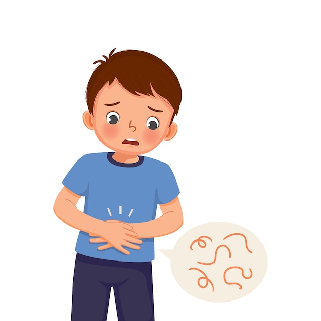 Adorable Boy with Stomach Ache Cartoon Illustration | Jiffy Designs