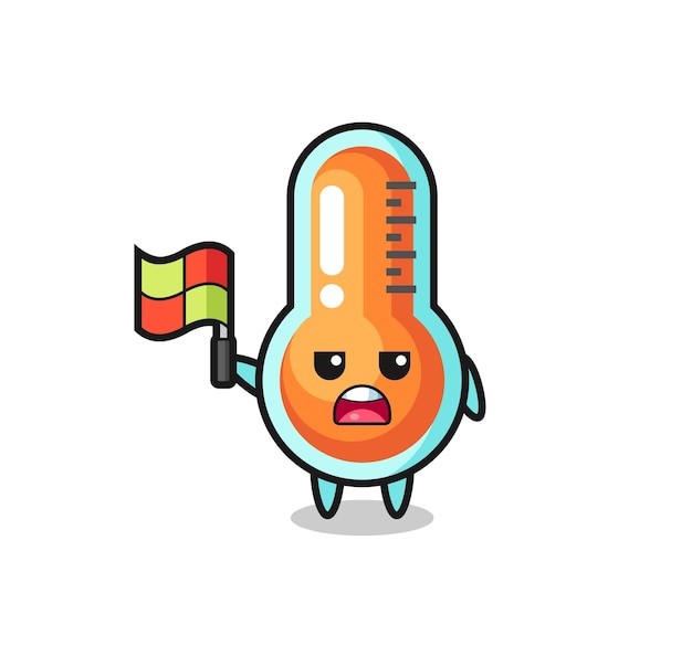 Adorable Cartoon Thermometer Holding a Waving Flag | Jiffy Designs