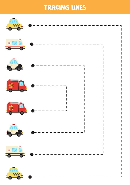 Tracing Lines with Colorful Cartoon Vehicles | Jiffy Designs