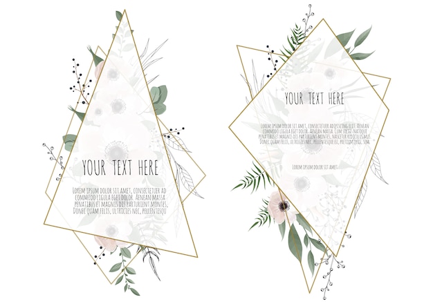 Geometric Floral Frames with Customizable Text Placeholders | Jiffy Designs