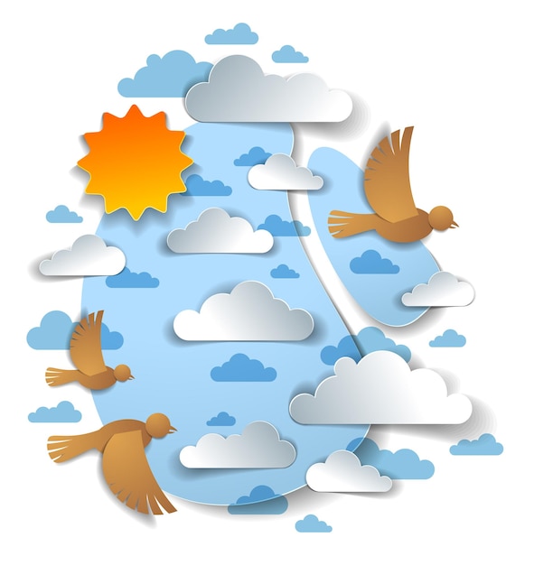 Vibrant Paper Cut-Out Landscape with Flying Birds | Jiffy Designs