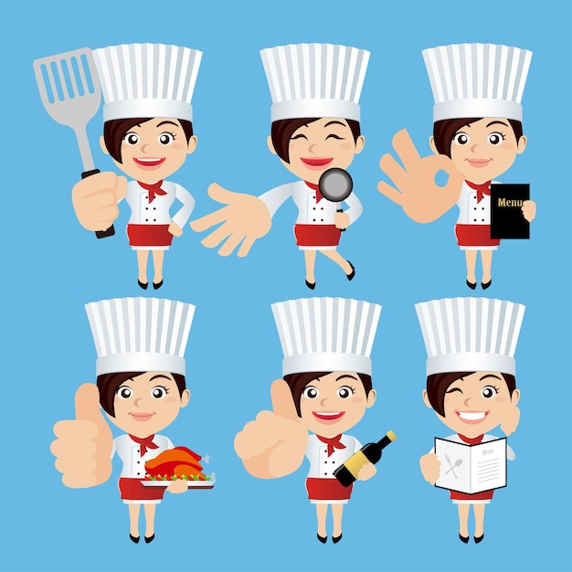 Charming Collection of Cheerful Chef Characters in Diverse Poses ...