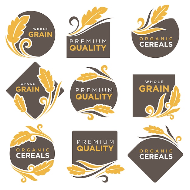 Vibrant Premium Whole Grain Cereal Logos with Wheat Stalks | Jiffy Designs