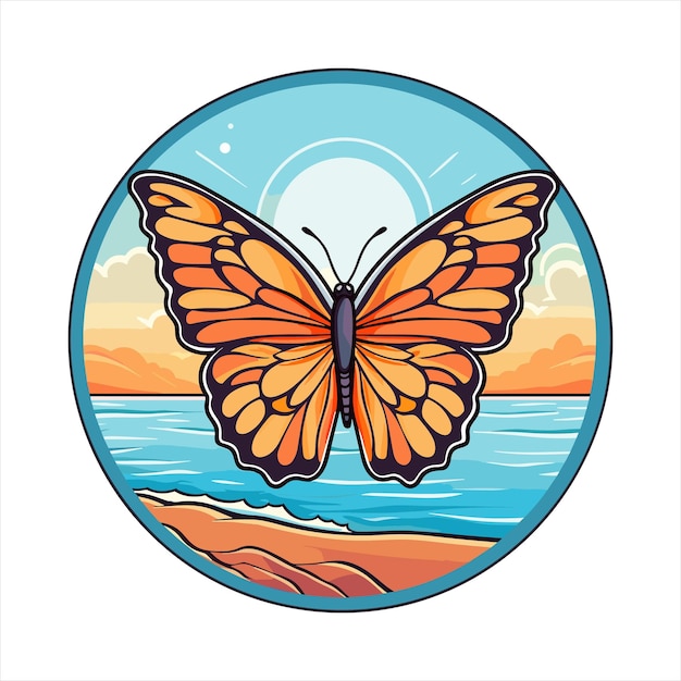 Vibrant Monarch Butterfly Soaring Over Serene Sunset Landscape | Jiffy ...