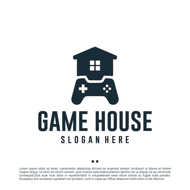 Minimalist Game House Logo with Gamepad Icon | Jiffy Designs