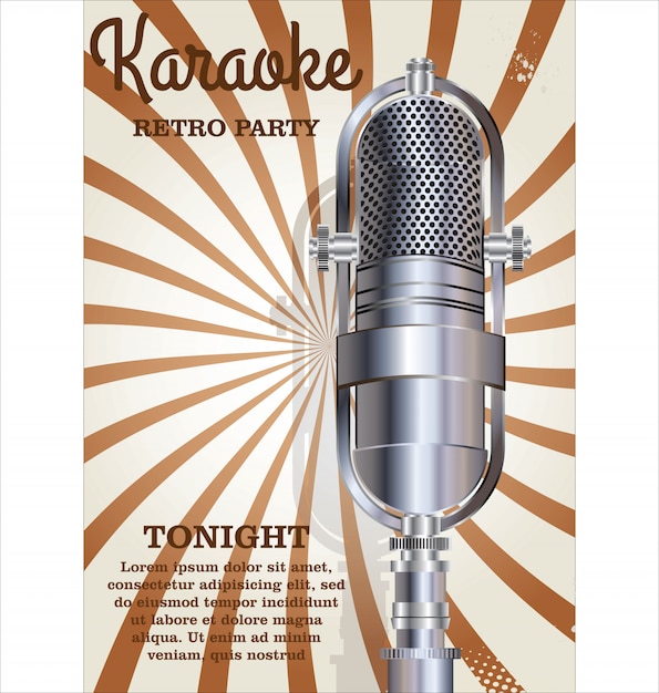 Vintage Karaoke Night Poster with Retro Microphone Illustration | Jiffy ...