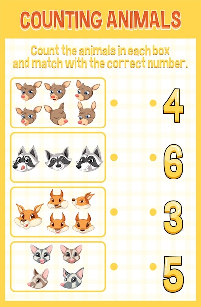 Cute Cartoon Animals for Counting Practice | Jiffy Designs