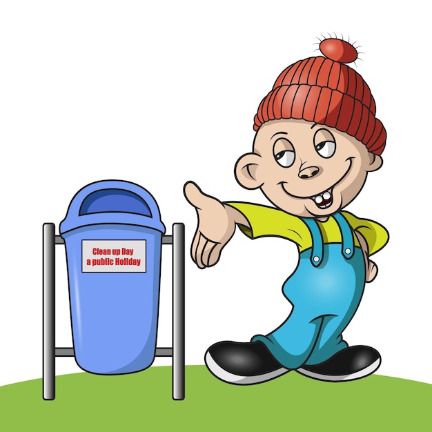 Cheerful Young Recycler Sorting Waste in Cartoon Style | Jiffy Designs