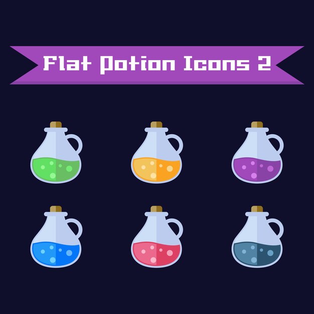 Vibrant Collection of Flat Potion Icons for Diverse Applications ...