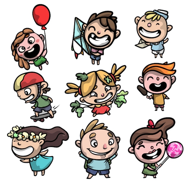 Playful Parade of Cheerful Cartoon Characters with Balloons and Toys ...