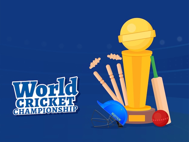 Iconic Cricket Trophy and Equipment on Vibrant Blue Background | Jiffy ...