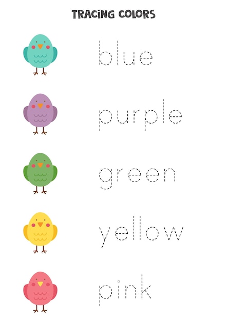 Colorful Birds Teaching Colors and Words Tracing Illustration | Jiffy ...