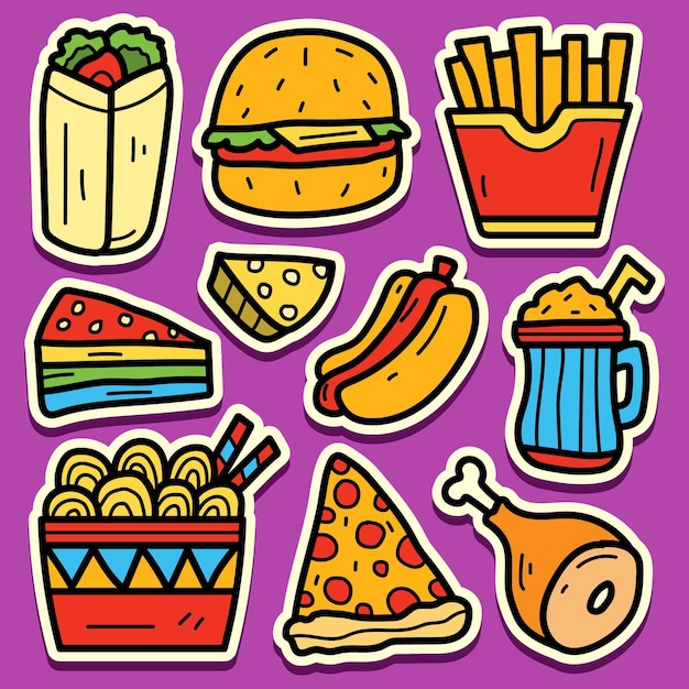 Vibrant Assortment of Iconic Fast Food and Snack Symbols | Jiffy Designs