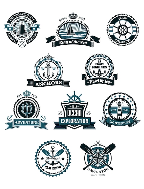 Nautical Emblem Collection: Iconic Symbols of Maritime Adventure and ...