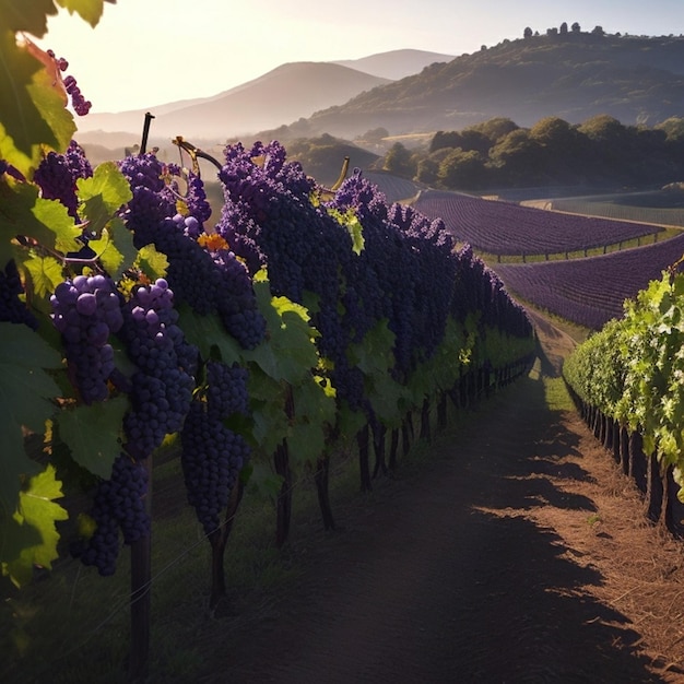 Vibrant Vineyard Landscape at Sunset | Jiffy Designs