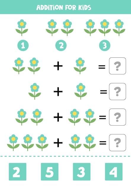 Colorful Floral Addition Worksheet for Kids Learning Math | Jiffy Designs