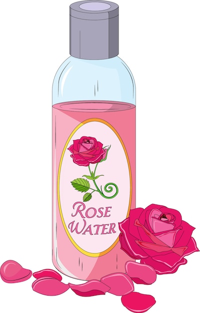 Rose Water Bottle with Blooming Roses Illustration | Jiffy Designs