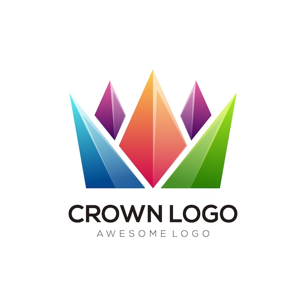 Vibrant Geometric Crown Logo with Colorful Peaks and Shapes | Jiffy Designs