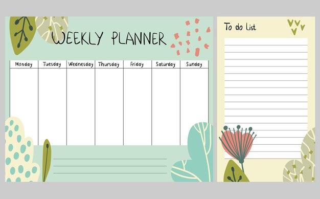 Whimsical Nature-Inspired Weekly Planner with To-Do List | Jiffy Designs