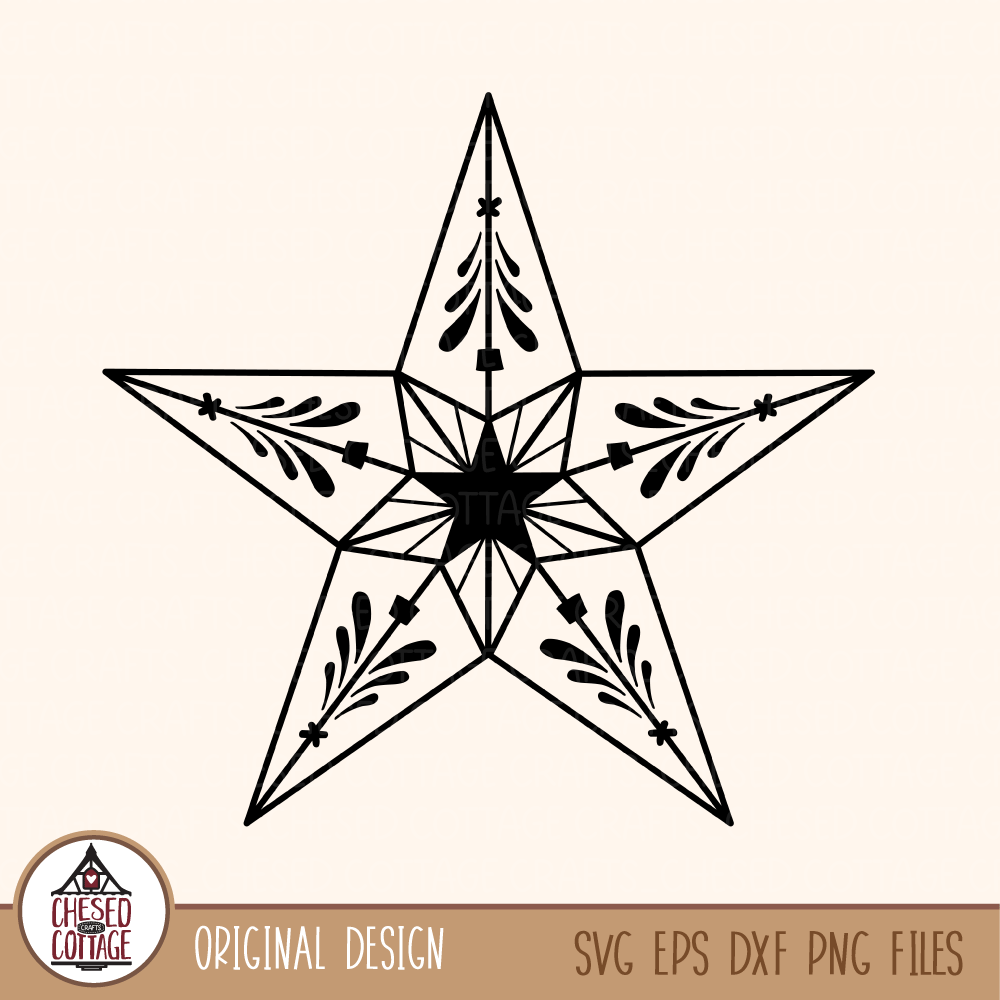 Ornate Five-Pointed Star with Intricate Floral Patterns and Geometric ...