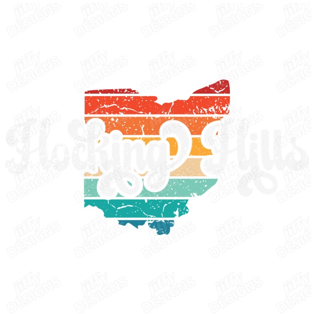 'Hocking Hills' Vintage-Inspired Typography with Colorful State ...