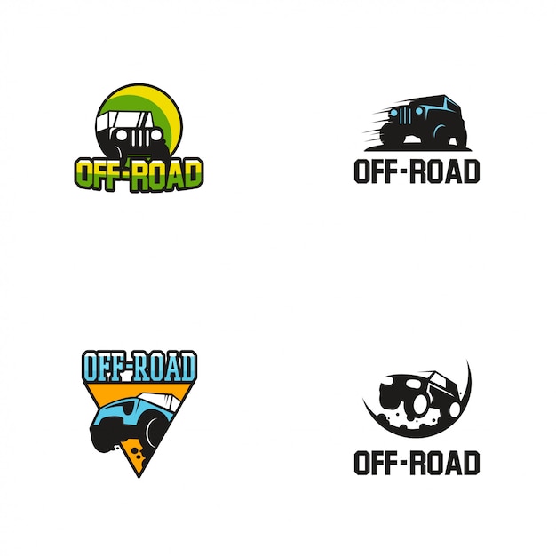 Rugged Off-Road Adventure Logos with Jeep and Tire Silhouettes | Jiffy ...