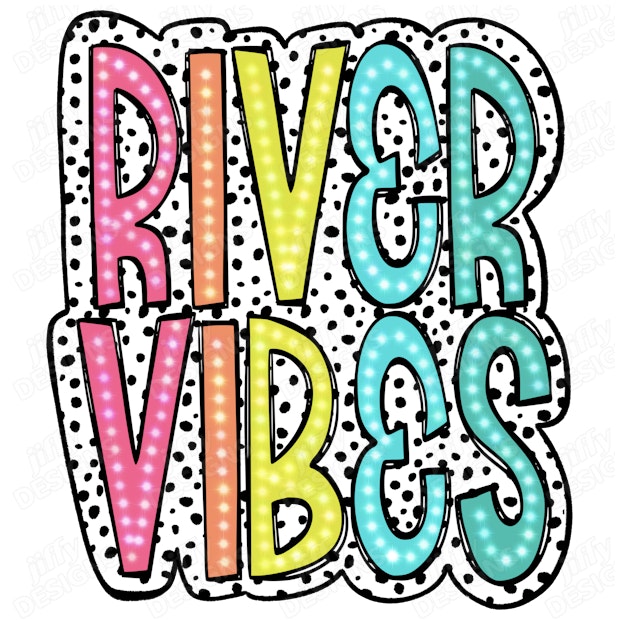 'River Vibes' Vibrant Polka Dot Letters with Playful Dotted Outline ...