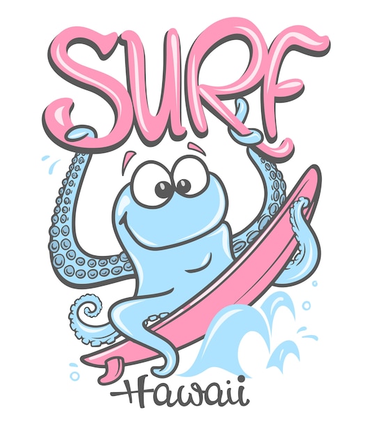 Adorable Octopus Surfing in the Hawaiian Waves | Jiffy Designs