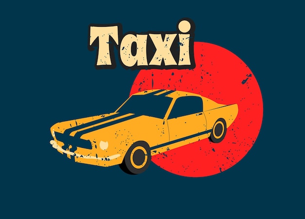 Vintage Taxi Cab in Bold Retro Style Illustration | Jiffy Designs
