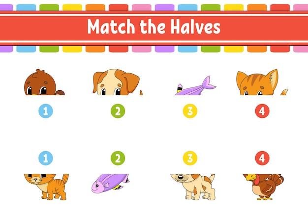 Matching Game with Cute Animal Halves | Jiffy Designs