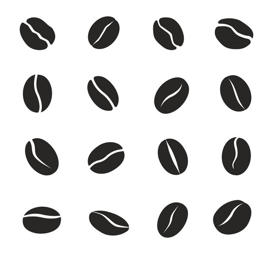 Coffee Beans Icon Set In Vector, Coffee Signs | Jiffy Designs