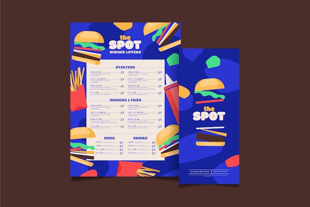 Vibrant Burger Joint Menu with Playful Graphic Elements | Jiffy Designs