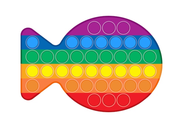 Vibrant Rainbow Pop It Fidget Toy in Fish Shape | Jiffy Designs