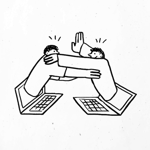 Hands Reaching Through Computer Screens, Embracing Virtually | Jiffy ...