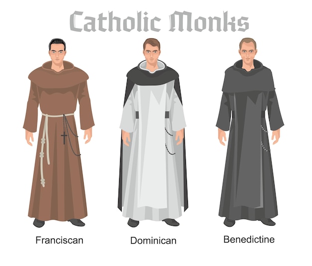 Illustrative Depiction of Three Catholic Monastic Orders | Jiffy Designs