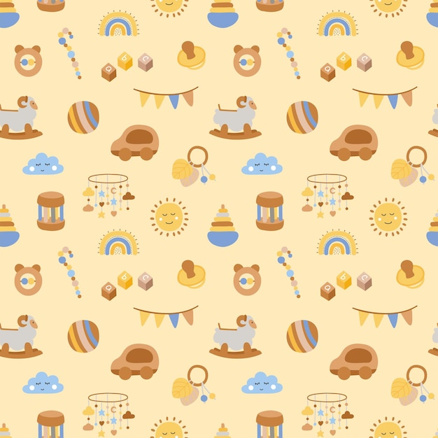 Charming Childhood Motifs in Playful Pattern | Jiffy Designs