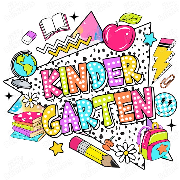 'Kinder Garten' Vibrant Pop Art Collage of Educational Icons and ...