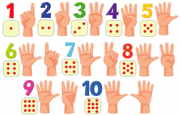 Colorful Hand Gestures Depicting Numbers One to Ten | Jiffy Designs