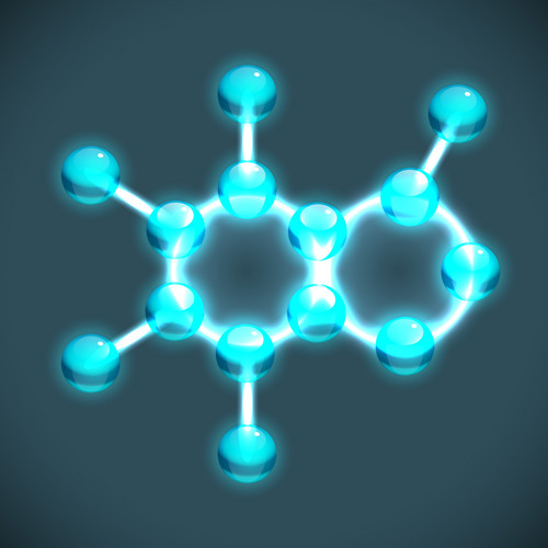 Blue Molecule With Glossy Atoms Bonded Isolated Object On Dark ...