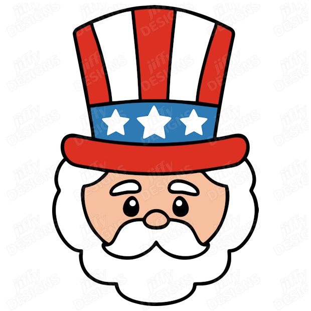 Patriotic Uncle Sam Face with Stars and Stripes Top Hat | Jiffy Designs