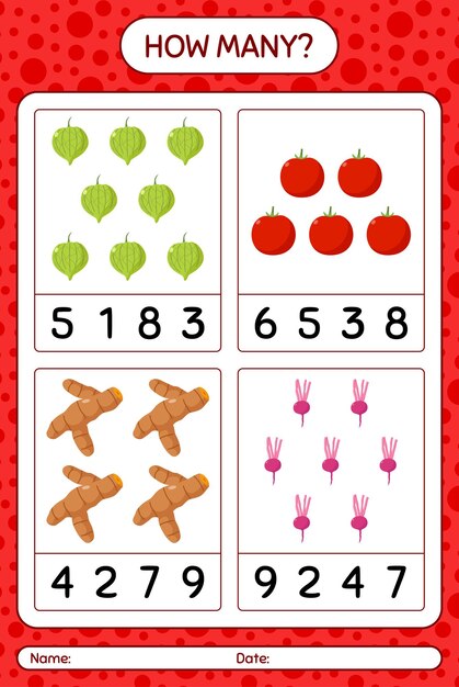 Counting Fruits, Vegetables, and Shapes in Colorful Illustration ...