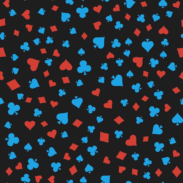 Vibrant Playing Card Suit Patterns on Dark Background | Jiffy Designs