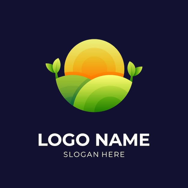 Vibrant Nature-Inspired Logo Design with Sun and Leaves | Jiffy Designs
