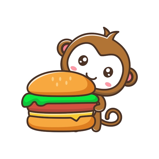Adorable Monkey Holding a Delicious Burger | Jiffy Designs